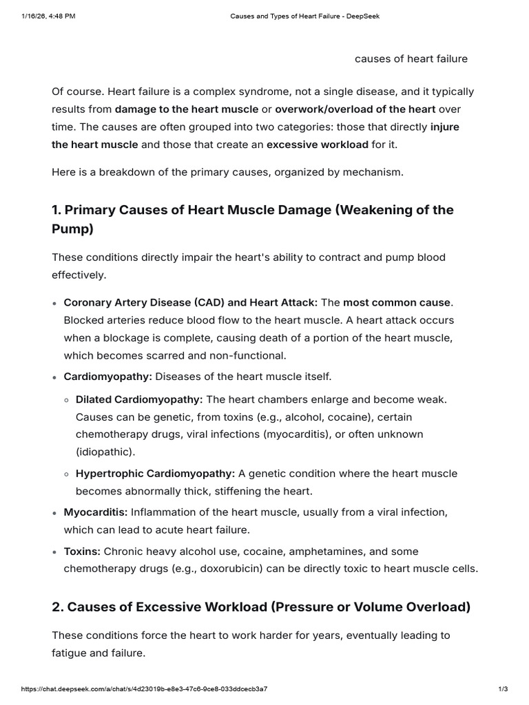 Causes and Types of Heart Failure PDF | PDF | Heart | Heart Failure