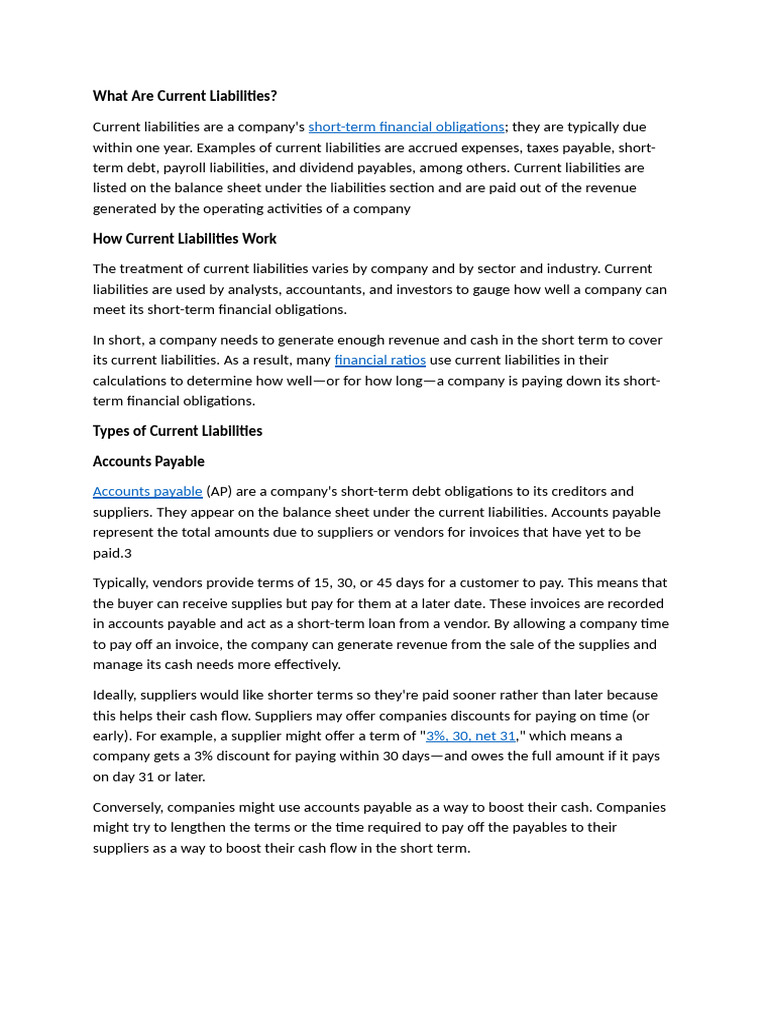 How Current Liabilities Work | PDF | Accounts Payable | Accrual