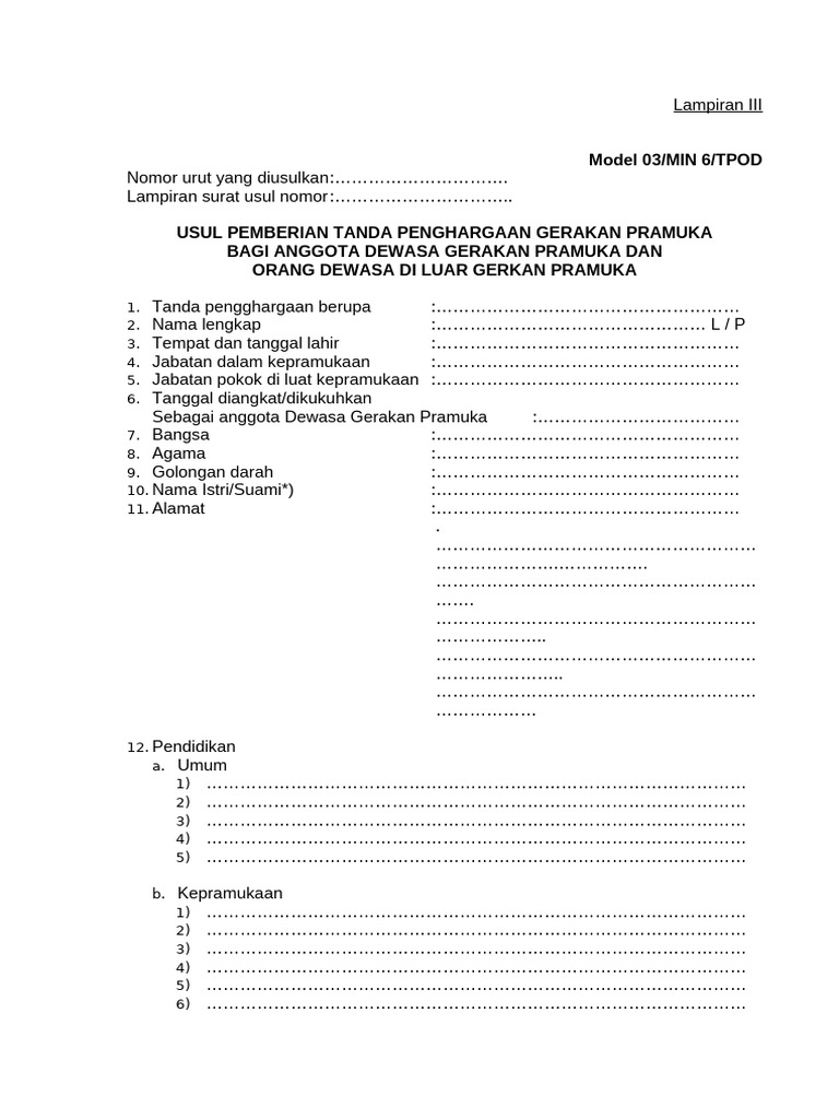 Form Tpod 2021 | PDF