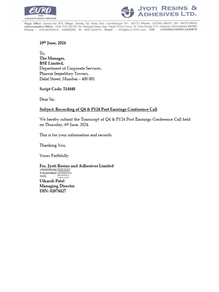 Q4 FY24 Earnings Call Transcript | PDF | Profit (Economics) | Taxes