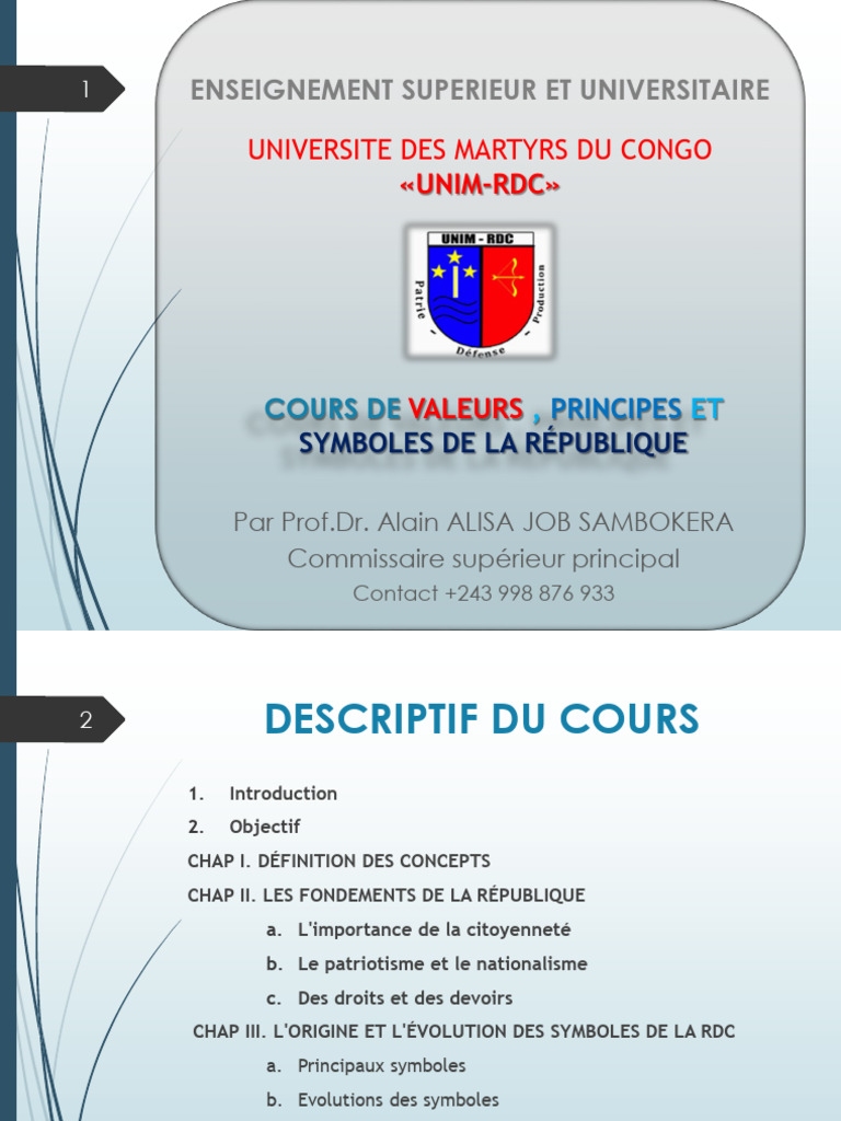 Valeurs et Symboles de la République RDC | PDF | Drapeau