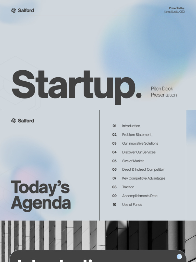 White Blue and Grey Modern Startup Pitch Deck Presentation | PDF