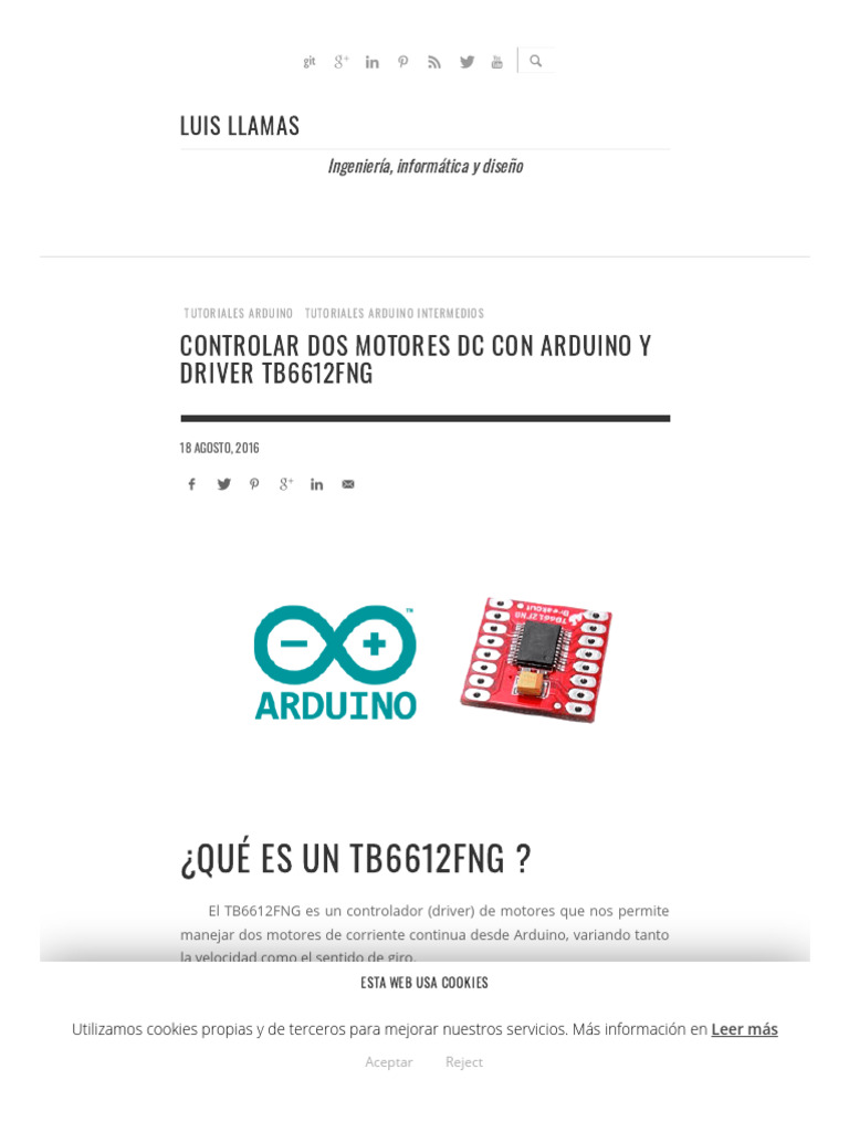 Control de Motores DC con Arduino y TB6612FNG | PDF | Corriente ...
