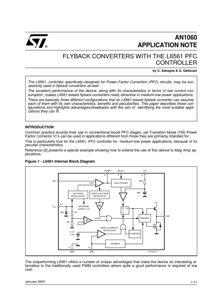 Flyback Converters With The L6561 PFC Controller: AN1060 Application ...