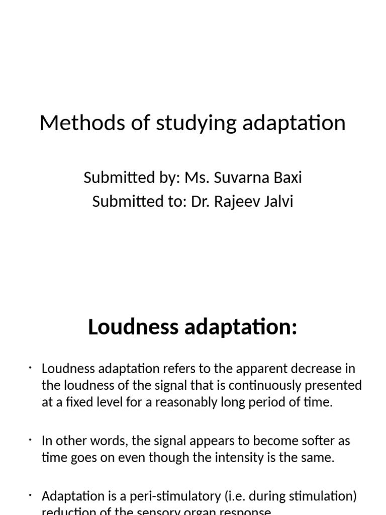 Suvarna Methods for studying adaptation. (1) | PDF | Cognitive Science ...