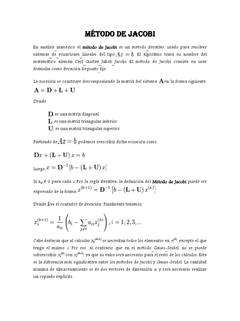Método de Jacobi | PDF | Ecuaciones | Análisis matemático