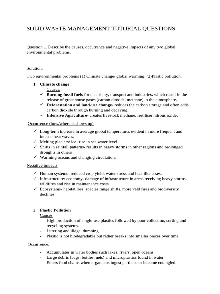Solid Waste Management and Environmental Issues | PDF | Climate Change ...