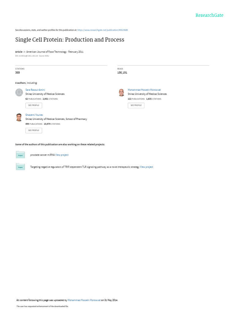 Single Cell Protein Production Insights | PDF