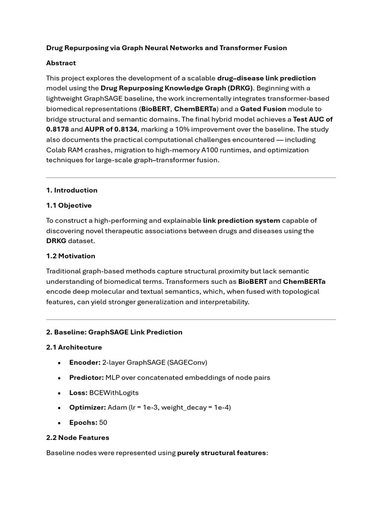Drug Repurposing Via Graph Neural Networks and Transformer Fusion | PDF ...