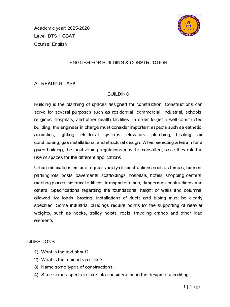 English for Building & Construction | PDF | Building | English Language
