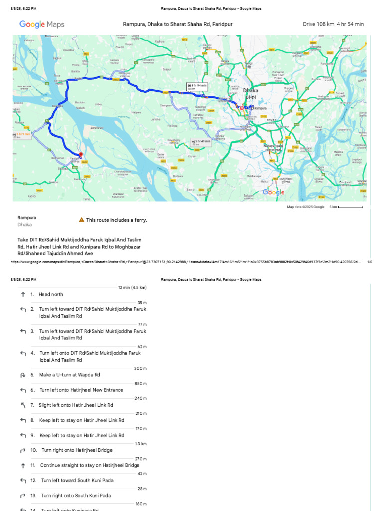 Rampura, Dacca To Sharat Shaha RD, Faridpur - Google Maps | PDF | Chess ...