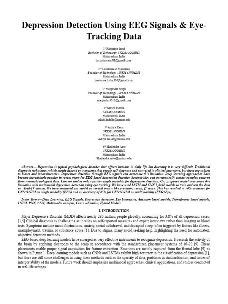 Multimodal Depression Detection via EEG & Eye Tracking | PDF ...