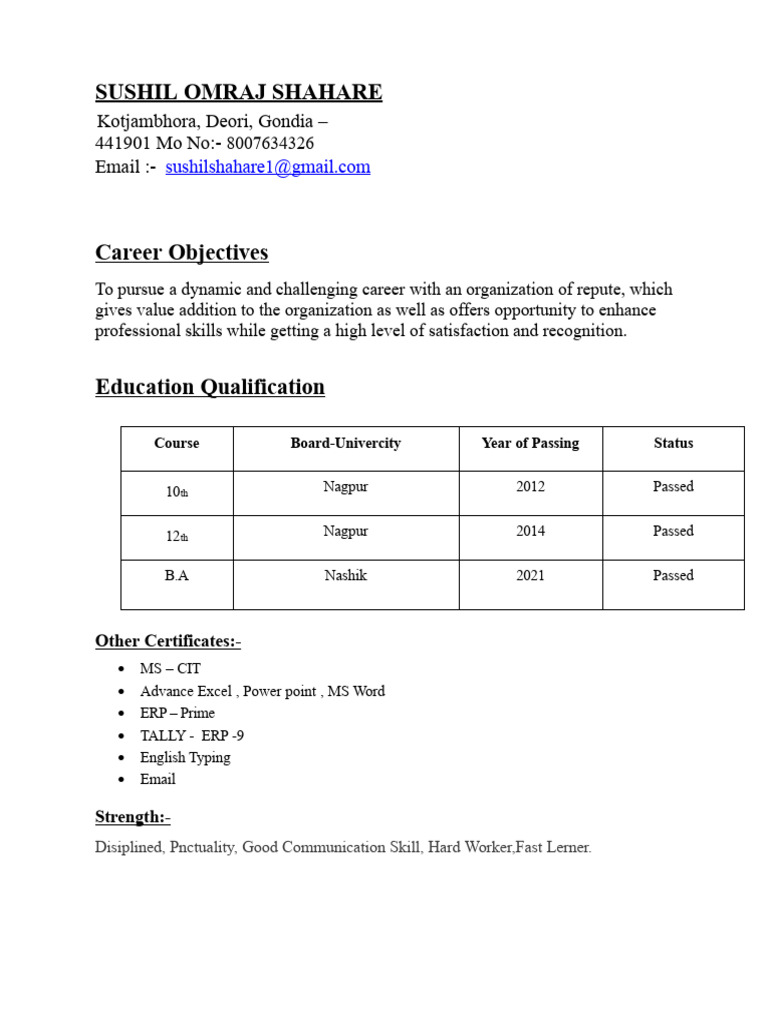 Sushil Resume | PDF