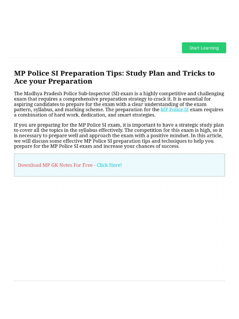 MP Police SI Preparation Tips_ Study Plan and Tricks to Ace Your ...