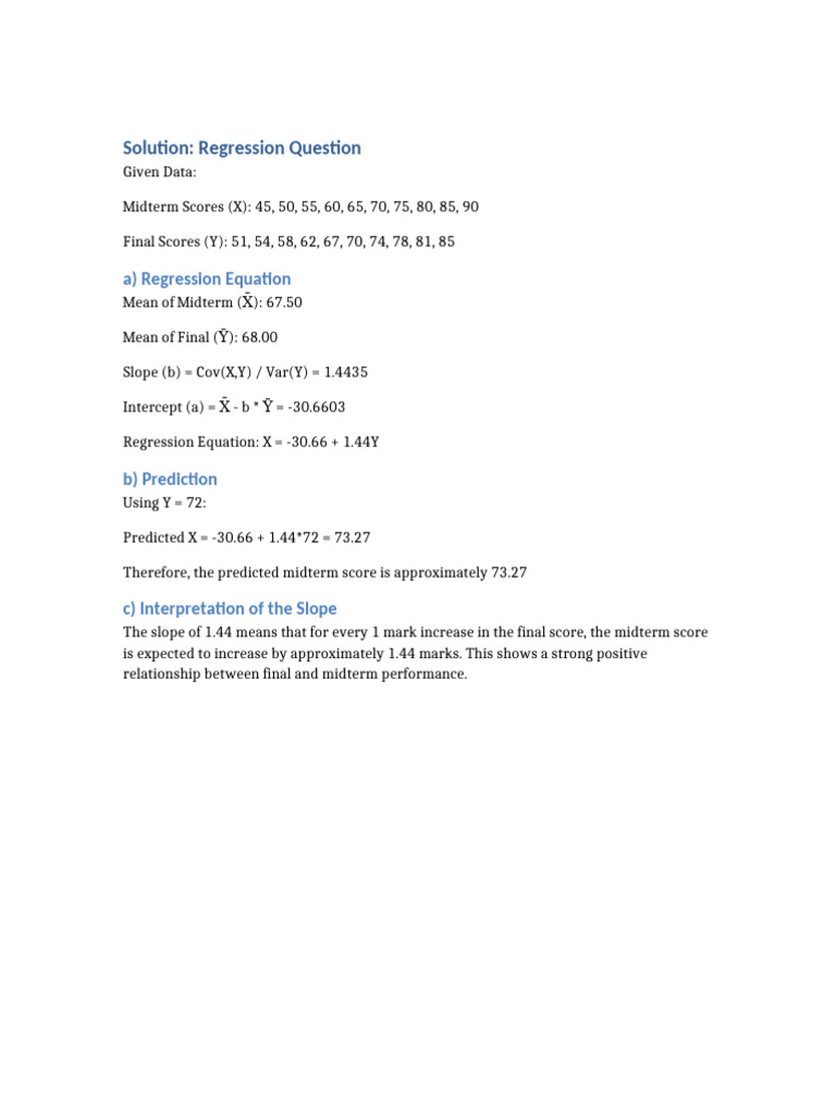 Midterm-Final Score Regression Analysis | PDF