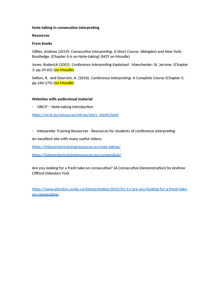 Note-taking Techniques for Interpreters | PDF
