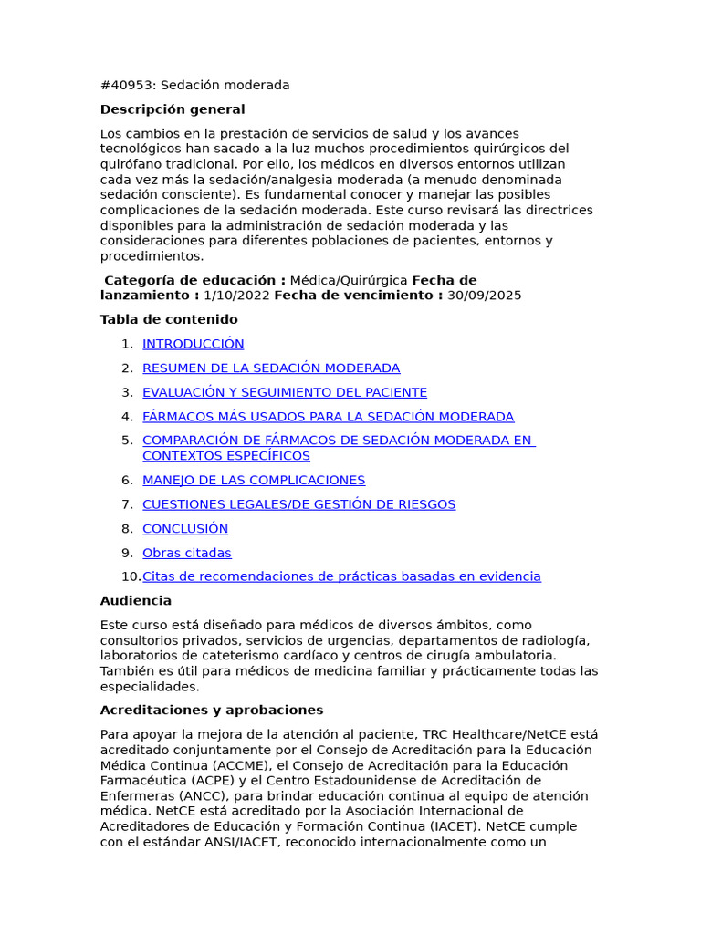 sedacion moderada | PDF | Anestesia | Medicamentos con receta
