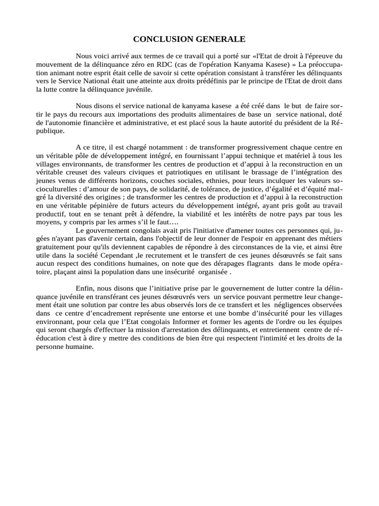 État de droit et délinquance zéro en RDC | PDF | Psychologie sociale ...