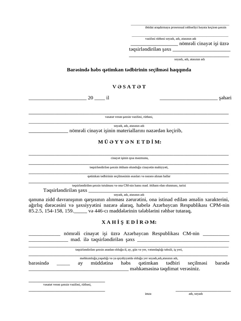 Tqsirlndiriln Sxsin Barsind Hbs Qtimkan Tdbirinin Secilmsi Haqqinda | PDF