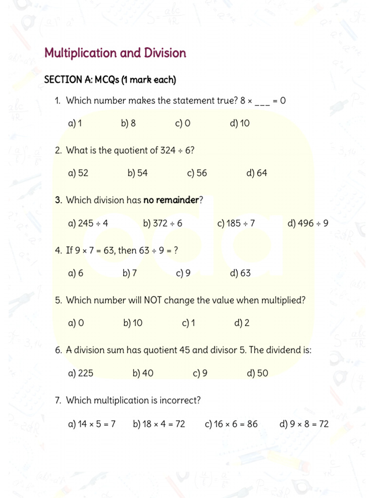 Multiplication and Division | PDF
