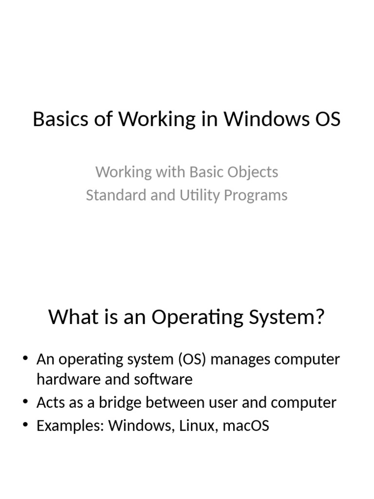 Basics of Working in Windows OS | PDF