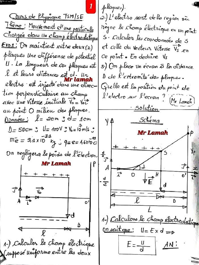 Mouvement Dans Un Champ Électrostatique Exo | PDF
