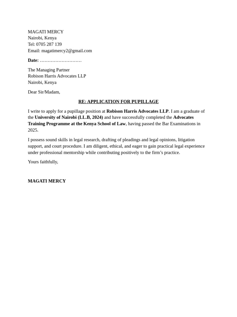MAGATI MERCY Cover Letter | PDF