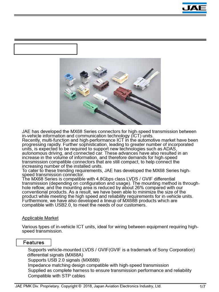 MX68 Series High-Speed Connectors | PDF | Electrical Connector | Usb
