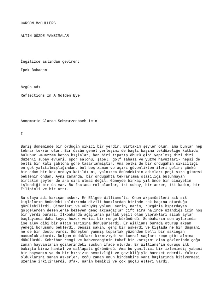 Carson McCullers - Altın Gözde Yansımalar | PDF