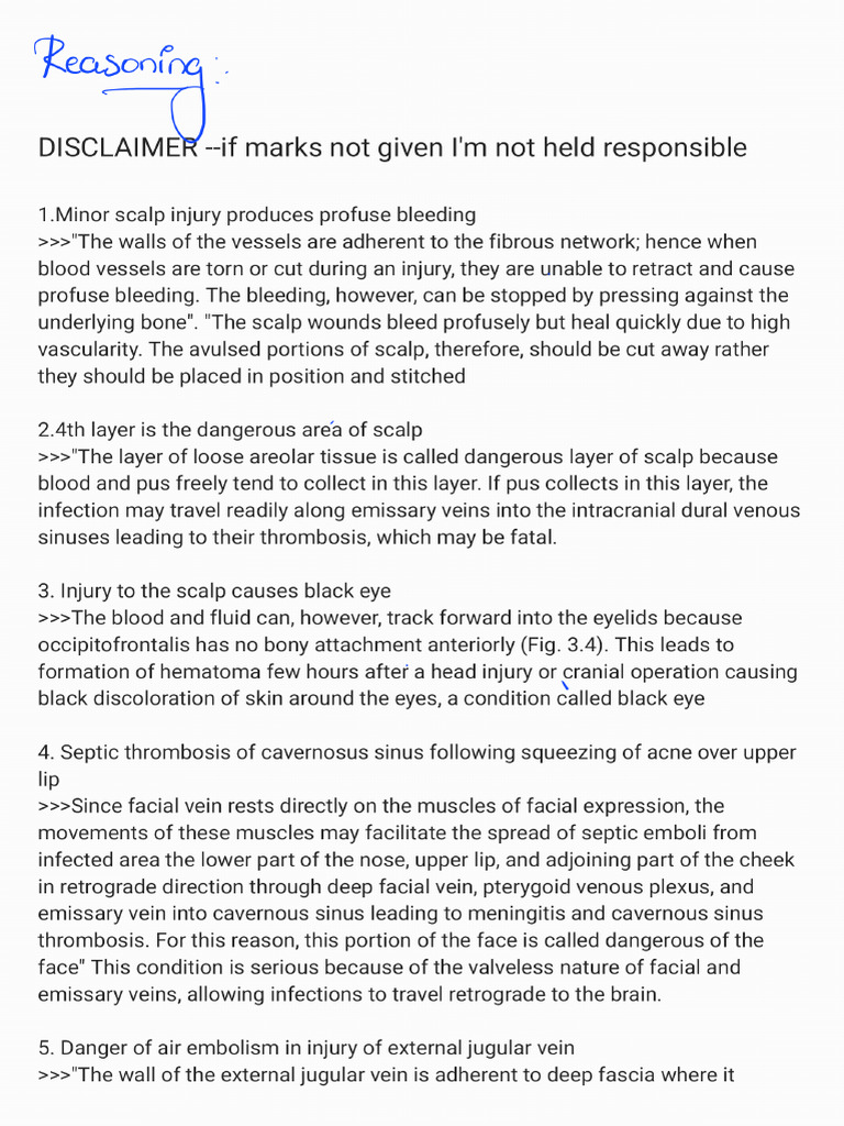 Head n Neck Reasoning | PDF