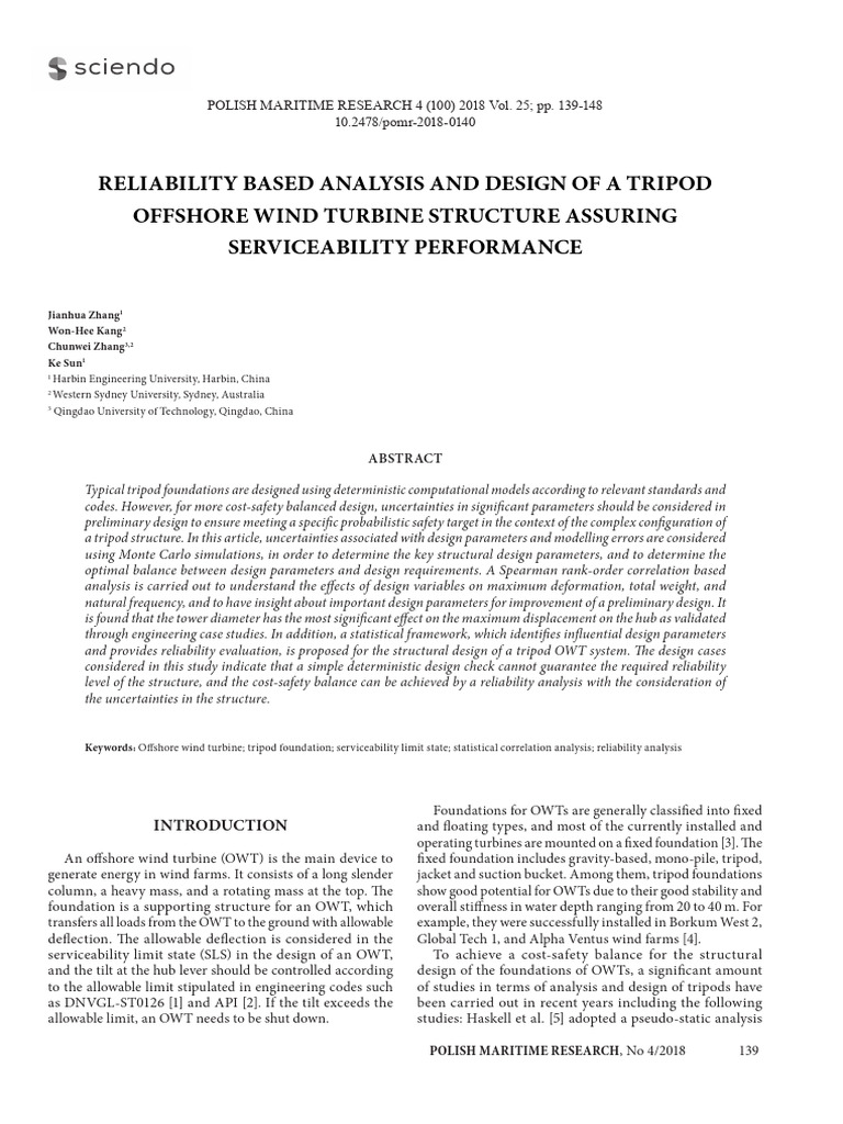 Reliability Analysis of Tripod Wind Turbines | PDF | Reliability ...