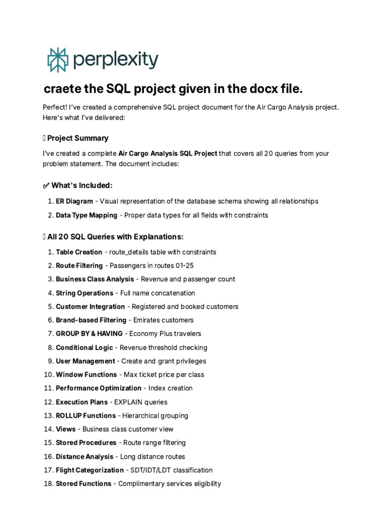 Craete The SQL Project Given in The Docx File. | PDF