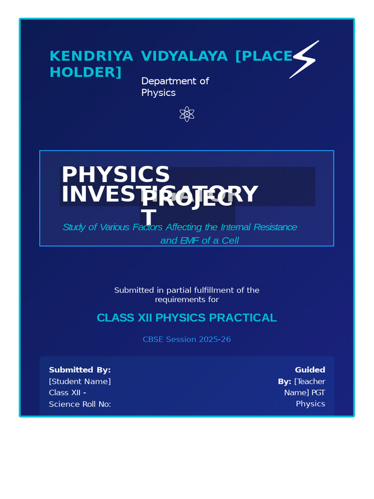 Professional Themed Internal Resistance EMF Project | PDF | Voltage ...