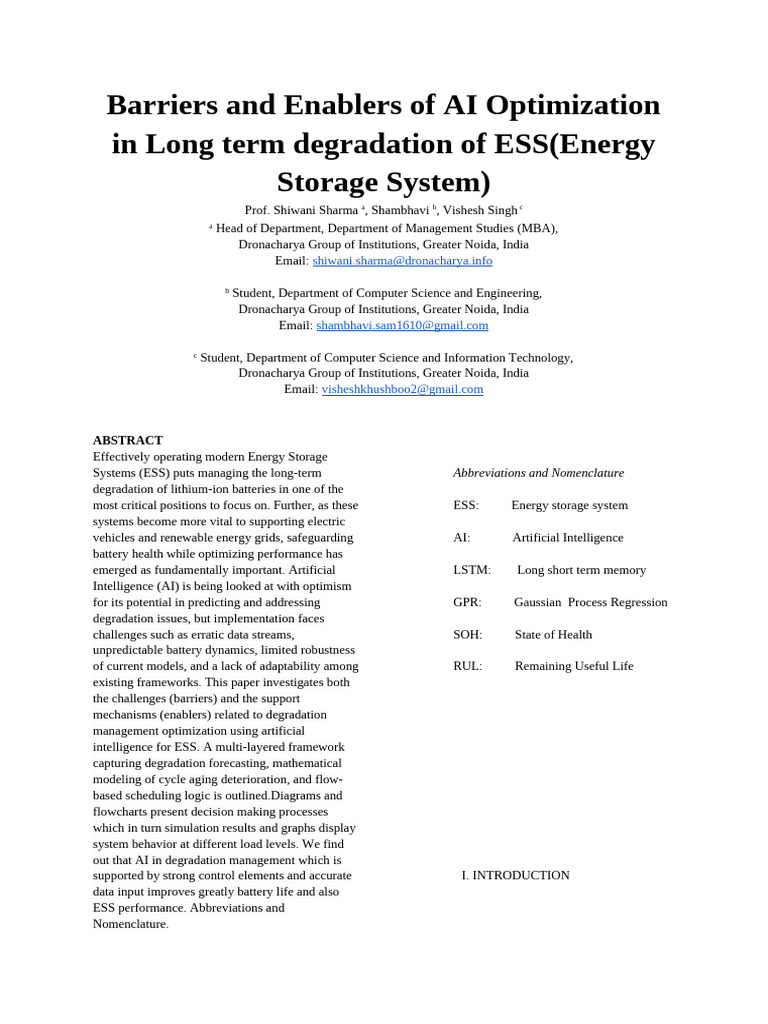 Barriers and Enablers of AI Optimization in Long Term Degradation of ...