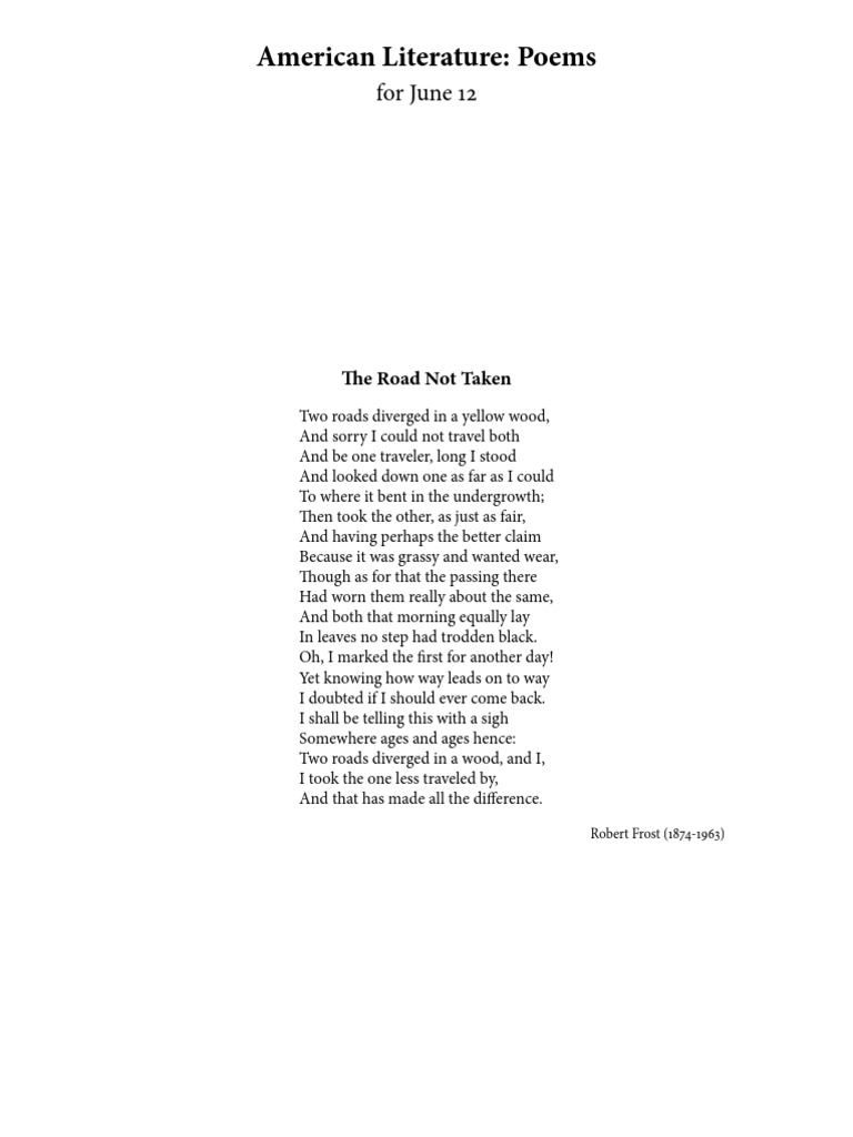 American Literature: Poems: For June 12 | PDF | Nature