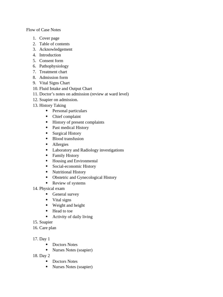 Comprehensive Case Notes Template | PDF