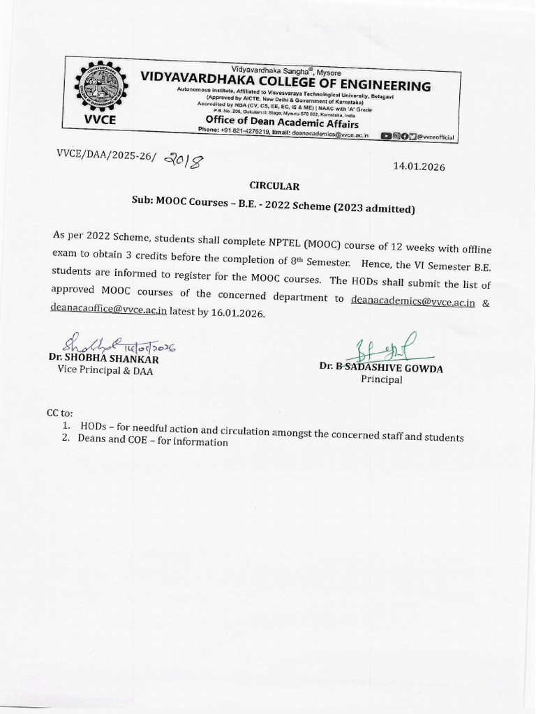 Circular-MOOC Courses - VI Sem B.E. Students (1) | PDF