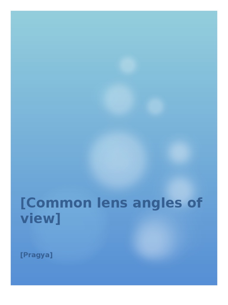 Common Lens Angles of View | PDF