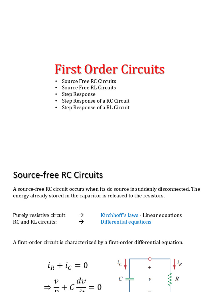 Lecture 6 - First Order Circuits | PDF | Electrical Network | Network ...