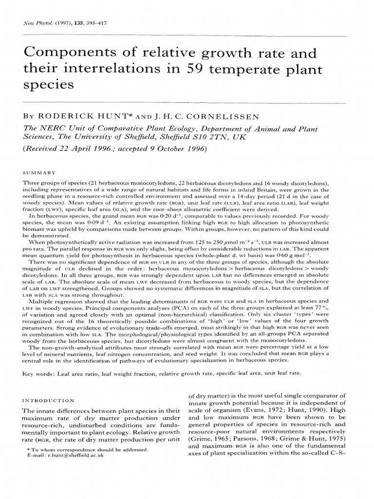 New Phytologist - 2008 - HUNT - Components of Relative Growth Rate and ...