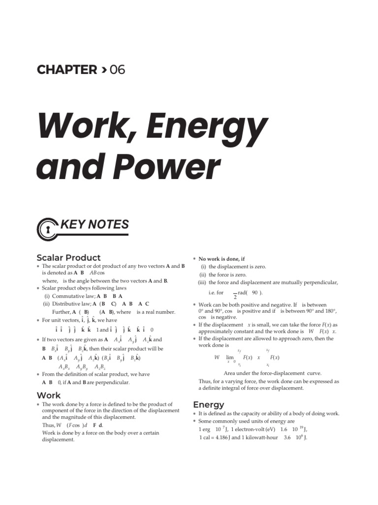 Understanding Scalar Product and Work-Energy | PDF | Force | Potential ...