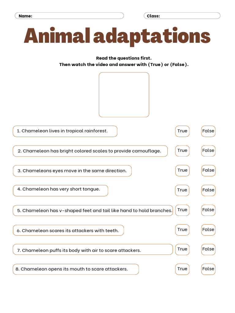 Animal Adaptations Quiz: True or False | PDF | Fox | Camouflage