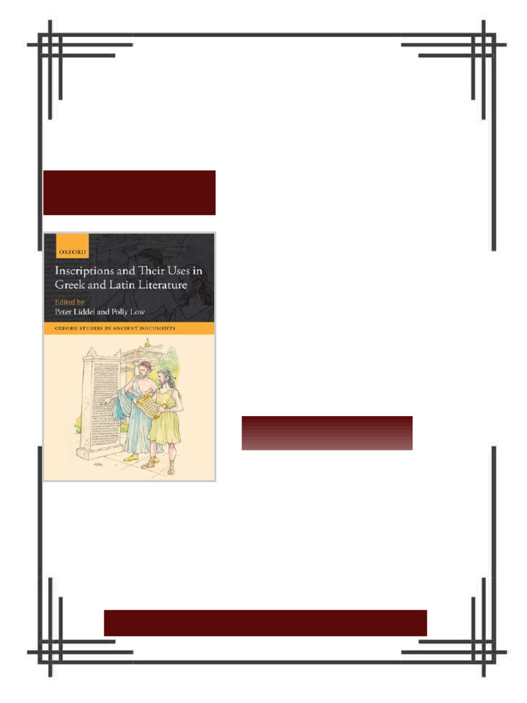 Inscriptions and Their Uses in Greek and Latin Literature 1st Edition ...