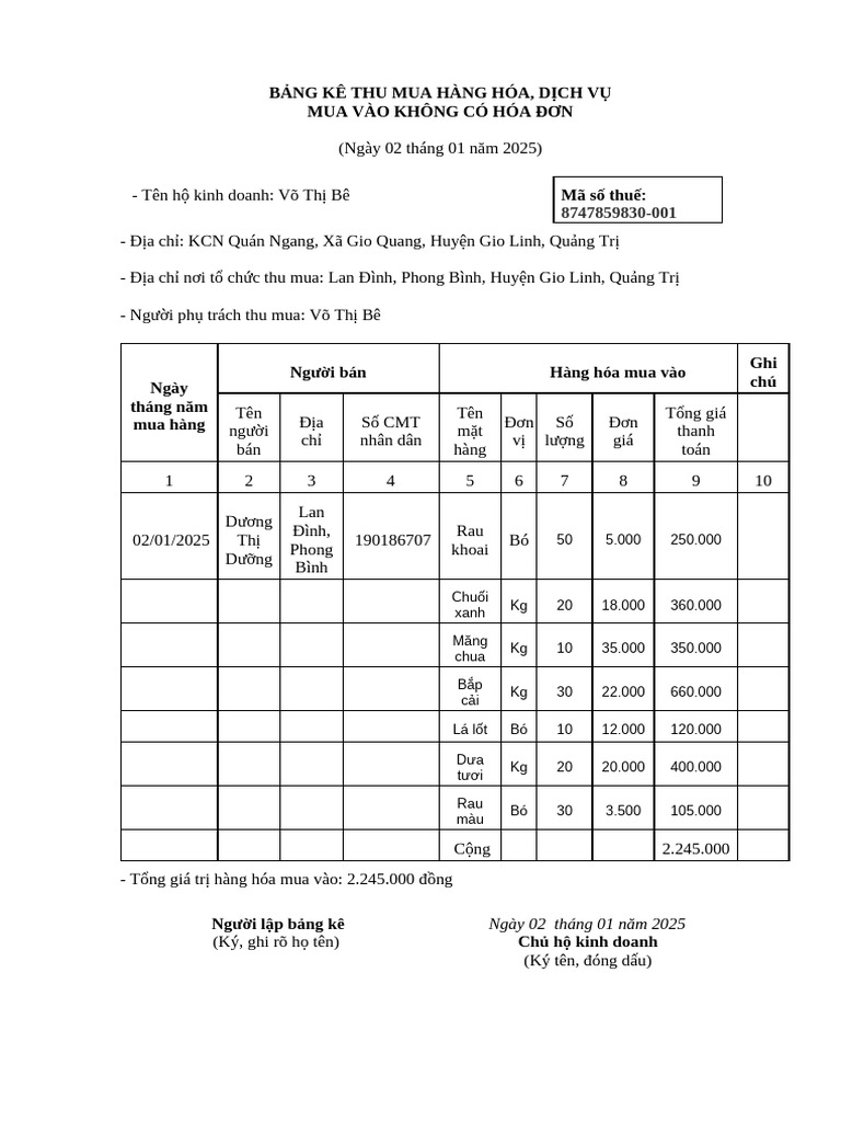 Bk, Gbn Mua Hàng - Rau_1 | PDF