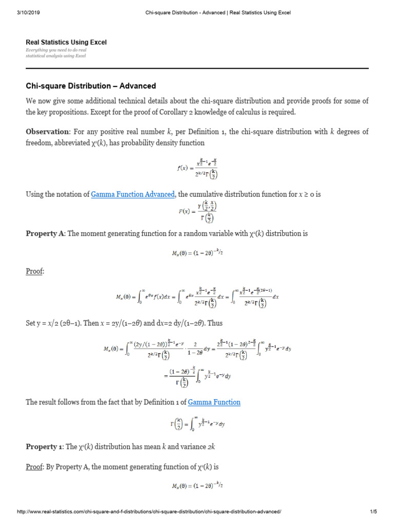 Chi-Square Distribution - Advanced - Real Statistics Using Excel | PDF ...