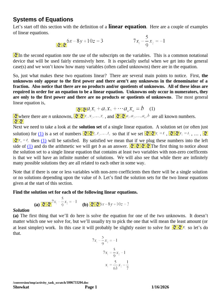 Understanding Systems of Linear Equations | PDF | Matrix (Mathematics ...