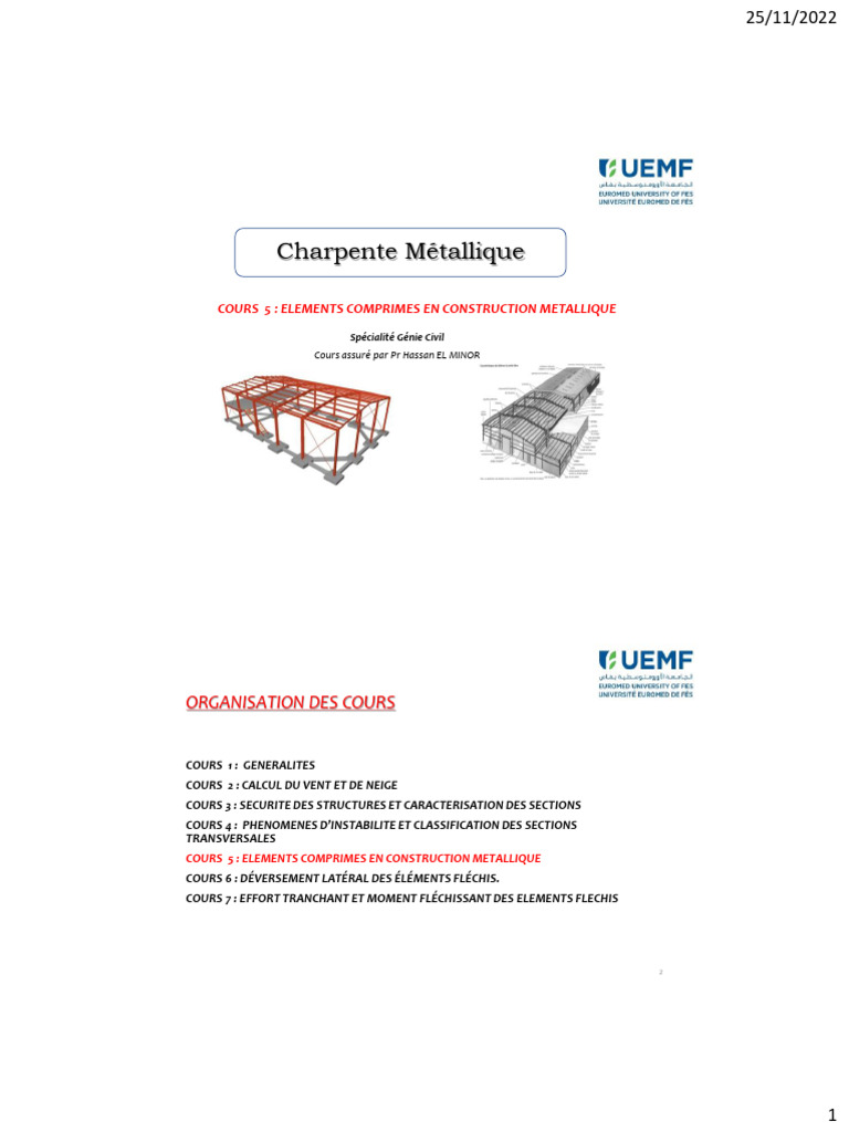 Éléments Comprimés en Construction Métallique | PDF | Flambage ...
