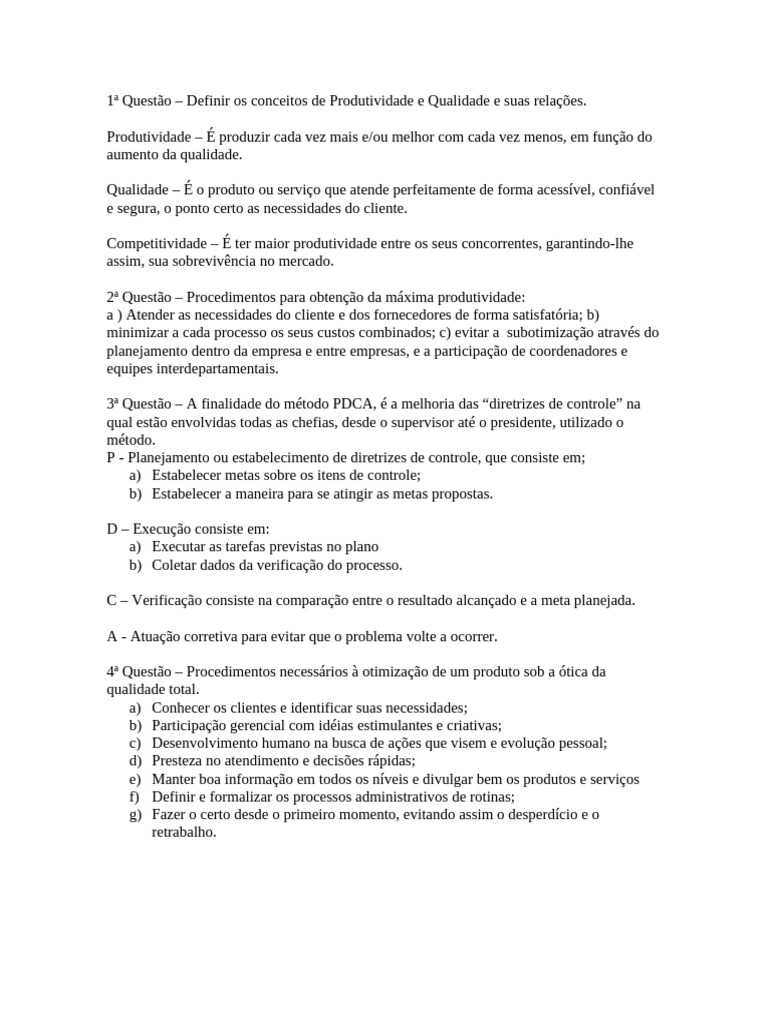 Trabalho de Qualidade Total | PDF