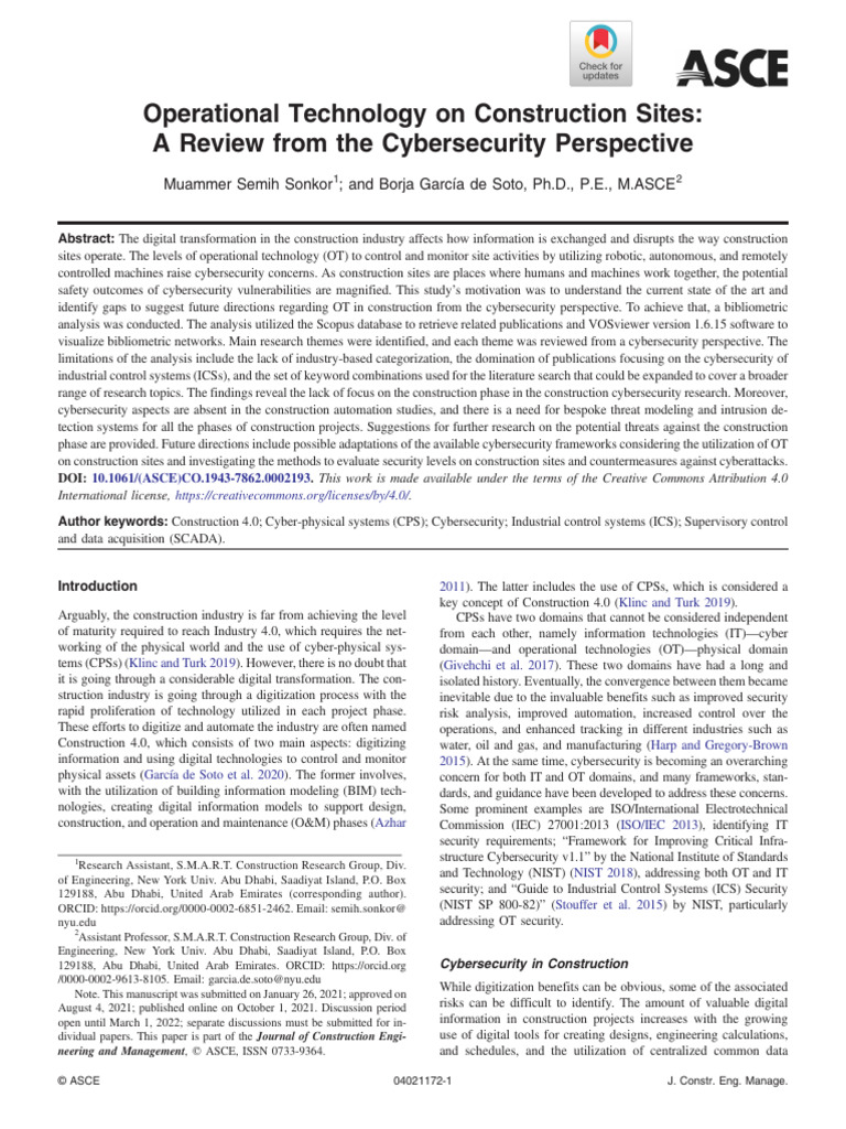 Sonkor García de Soto 2021 Operational Technology On Construction Sites ...
