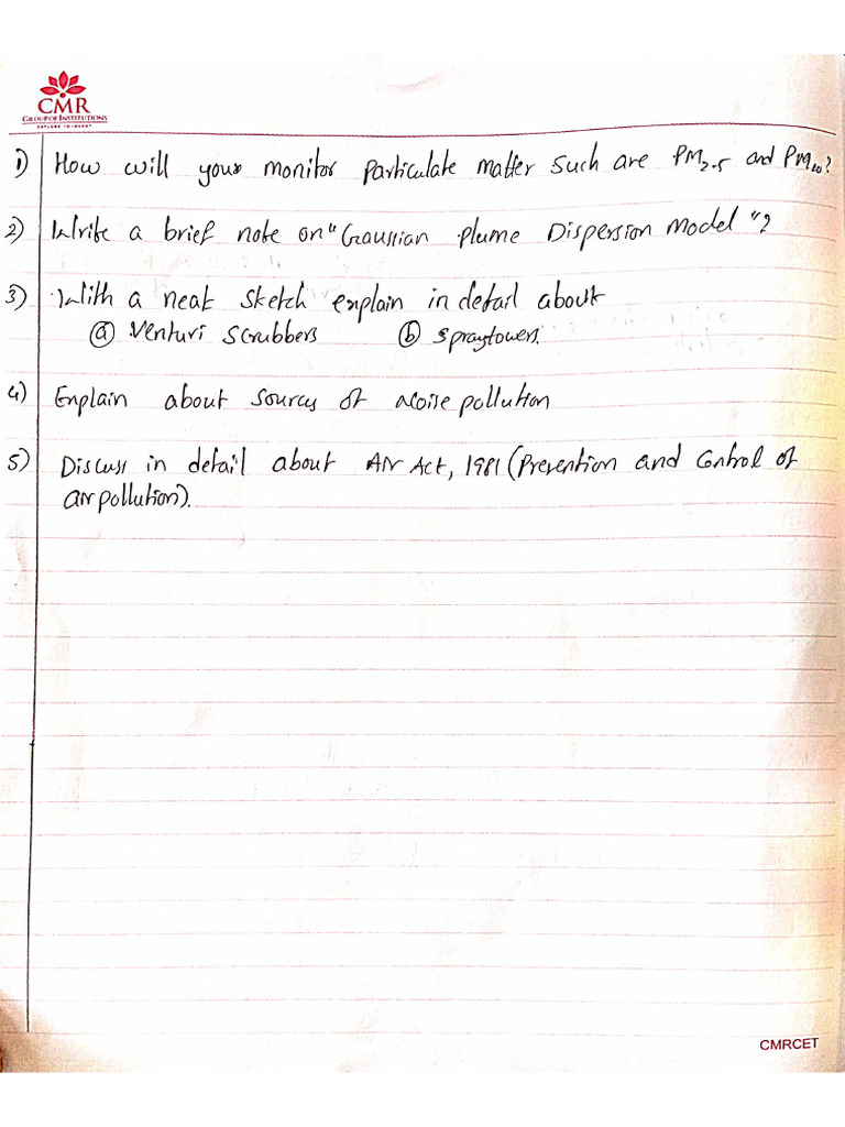 Air Pollution & Control Mid-2 Assignment | PDF